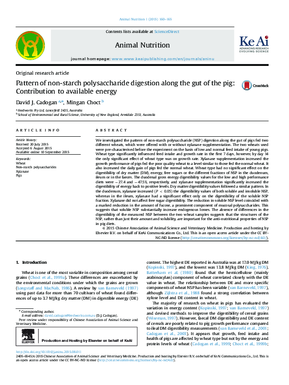 (PDF) Pattern of non-starch polysaccharide digestion along the gut of ...