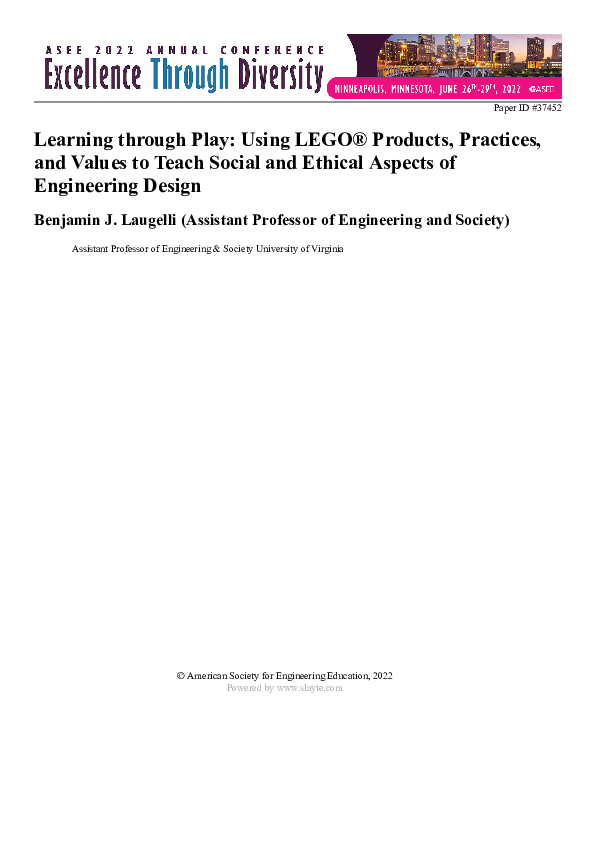 (PDF) Learning through Play: Using LEGO® Products, Practices, and ...