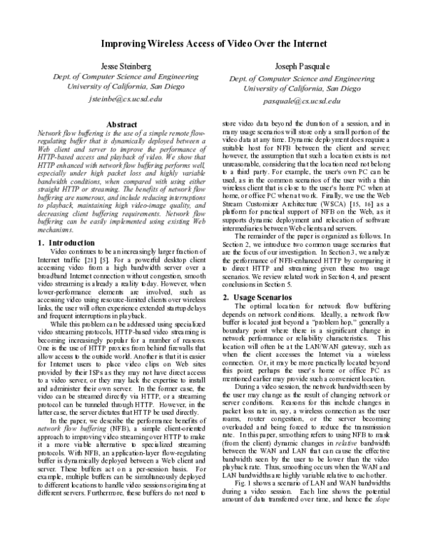 (PDF) Improving Wireless Access of Video Over the Internet | Jesse Steinberg - Academia.edu