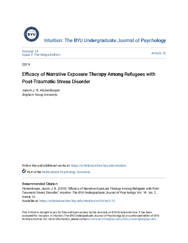 (PDF) Efficacy of Narrative Exposure Therapy Among Refugees with Post ...