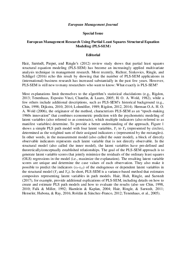 (PDF) European management research using Partial Least Squares ...
