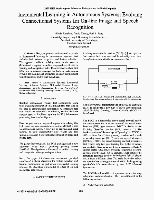 (PDF) Incremental learning in autonomous systems: evolving connectionist systems for on-line ...