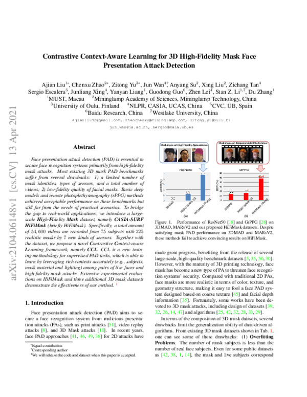 Pdf Contrastive Context Aware Learning For 3d High Fidelity Mask Face Presentation Attack 4686