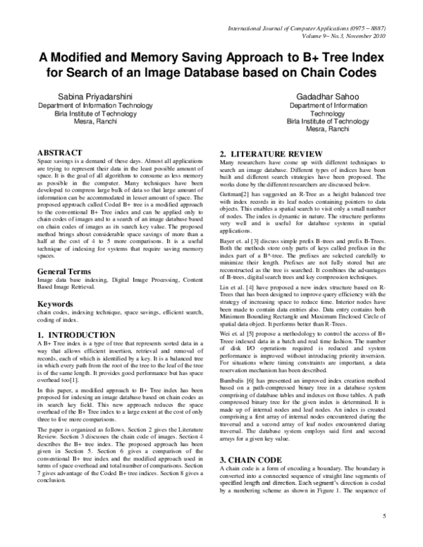 (PDF) A Modified and Memory Saving Approach to B+ Tree Index for Search of an Image Database ...