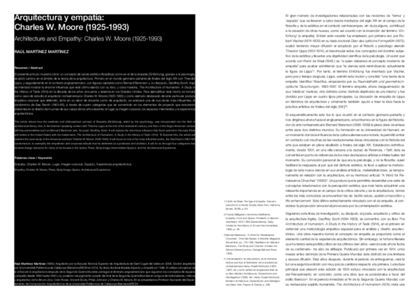(PDF) Arquitectura y empatía: Charles W. Moore (1925-1993)