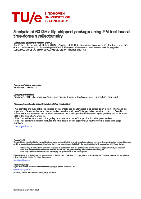 (PDF) Analysis of 60 GHz flip-chipped package using EM tool-based time ...