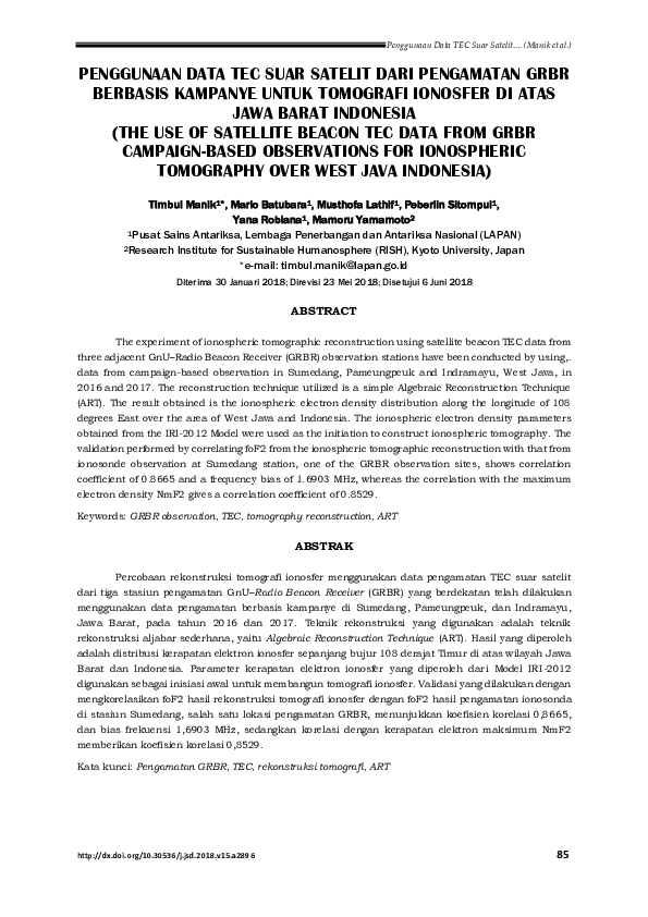 (PDF) The use of satellite beacon TEC data from GRBR campaign-based observations for ionosphere ...