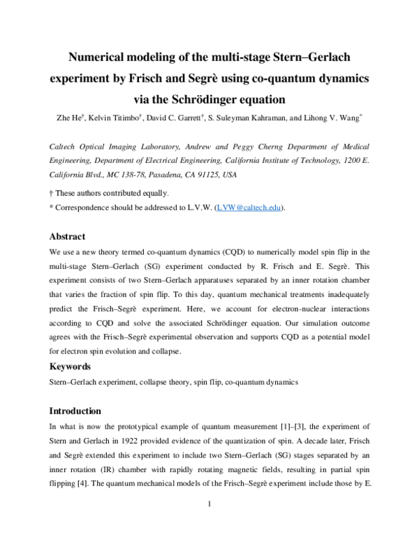 (PDF) Numerical modeling of the multi-stage Stern–Gerlach experiment by ...