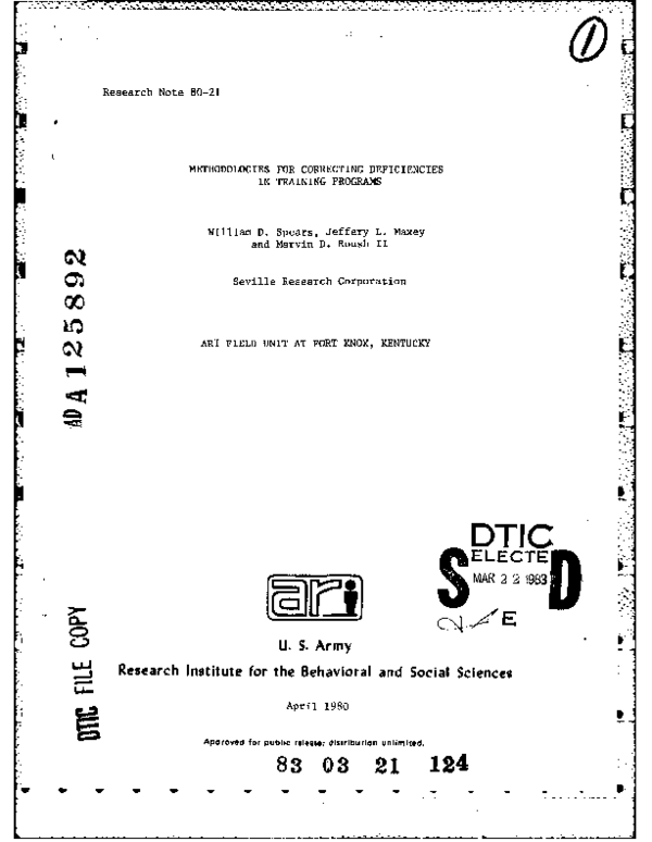 Pdf Methodologies For Correcting Deficiencies In Training Programs