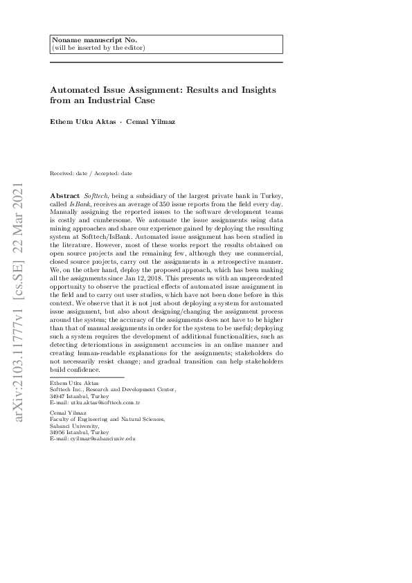 (PDF) Automated issue assignment: results and insights from an ...