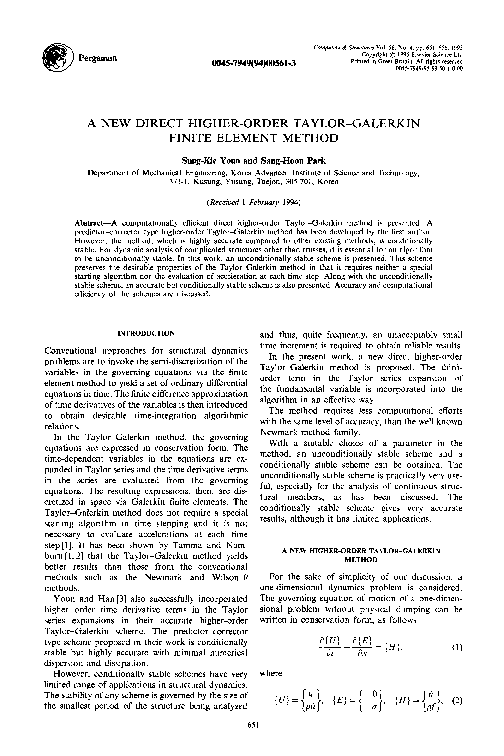 (PDF) A new direct higher-order Taylor-Galerkin finite element method