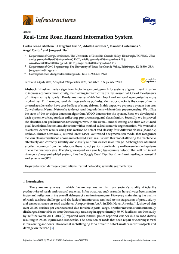 (PDF) Real-Time Road Hazard Information System