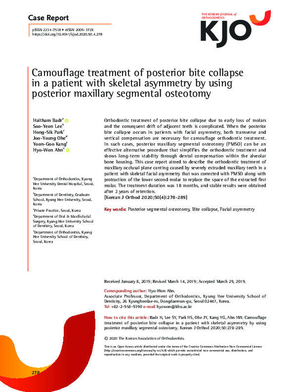 (PDF) Camouflage treatment of posterior bite collapse in a patient with ...