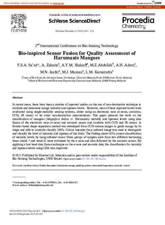 (PDF) Bio-inspired Sensor Fusion for Quality Assessment of Harumanis ...