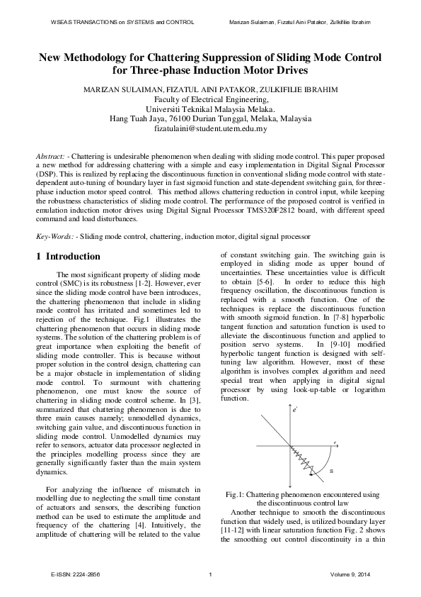 Pdf New Methodology For Chattering Suppression Of Sliding Mode Control For Three Phase