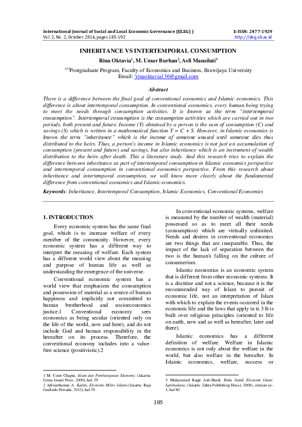 (PDF) Inheritance VS Intertemporal Consumption