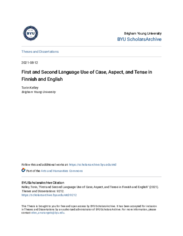 (PDF) First and Second Language Use of Case, Aspect, and Tense in ...