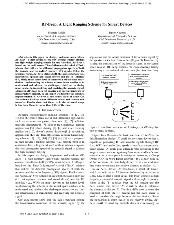 (PDF) RF-Beep: A light ranging scheme for smart devices