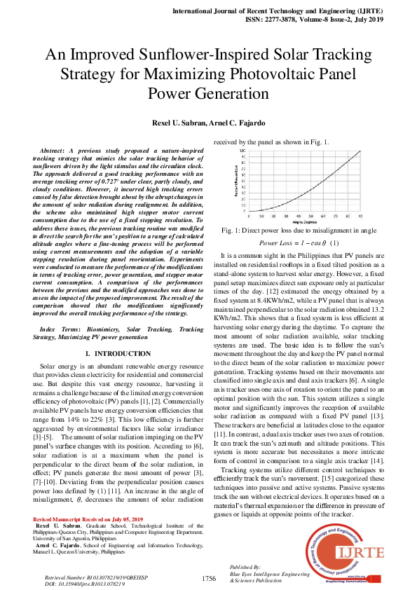 (PDF) An Improved Sunflower-Inspired Solar Tracking Strategy for ...