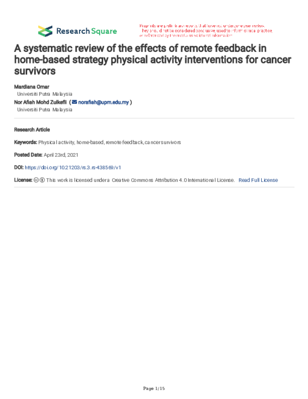 (PDF) A systematic review of the effects of remote feedback in home-based strategy physical ...