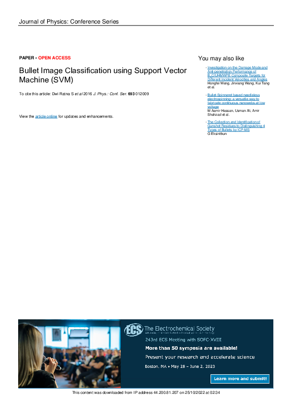 (PDF) Bullet Image Classification using Support Vector Machine (SVM)