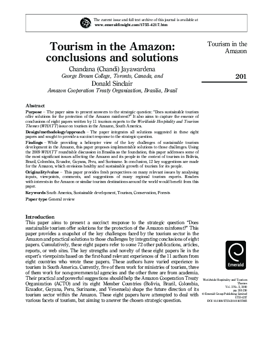 (PDF) Tourism in the Amazon: conclusions and solutions