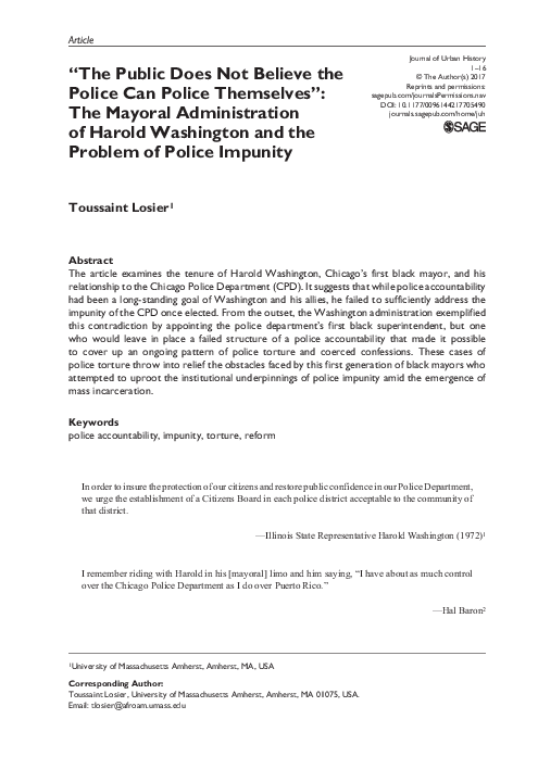 (PDF) “The Public Does Not Believe the Police Can Police Themselves ...