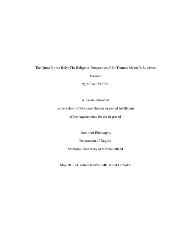 (PDF) The quest for the holy: the religious perspective of Sir Thomas ...