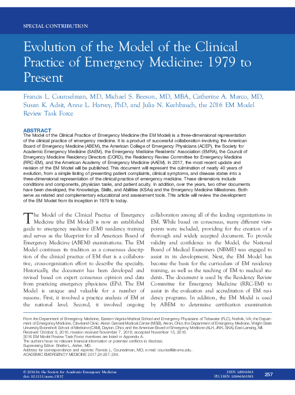 (PDF) Evolution of the Model of the Clinical Practice of Emergency ...