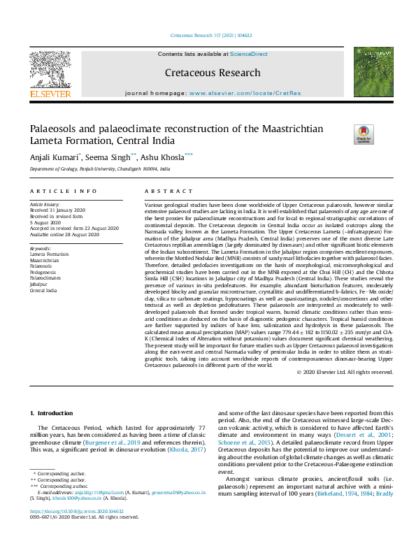 (PDF) Palaeosols and palaeoclimate reconstruction of the Maastrichtian ...