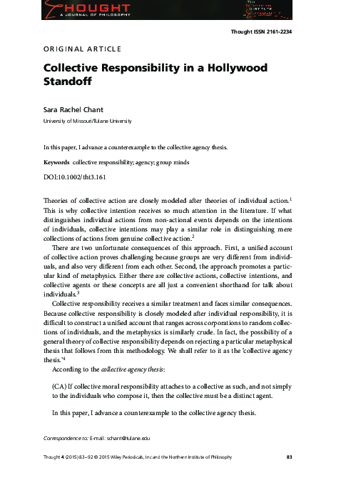 (PDF) Collective Responsibility in a Hollywood Standoff
