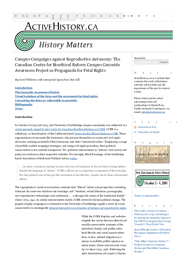 (PDF) Campus campaigns against reproductive autonomy: the Canadian ...