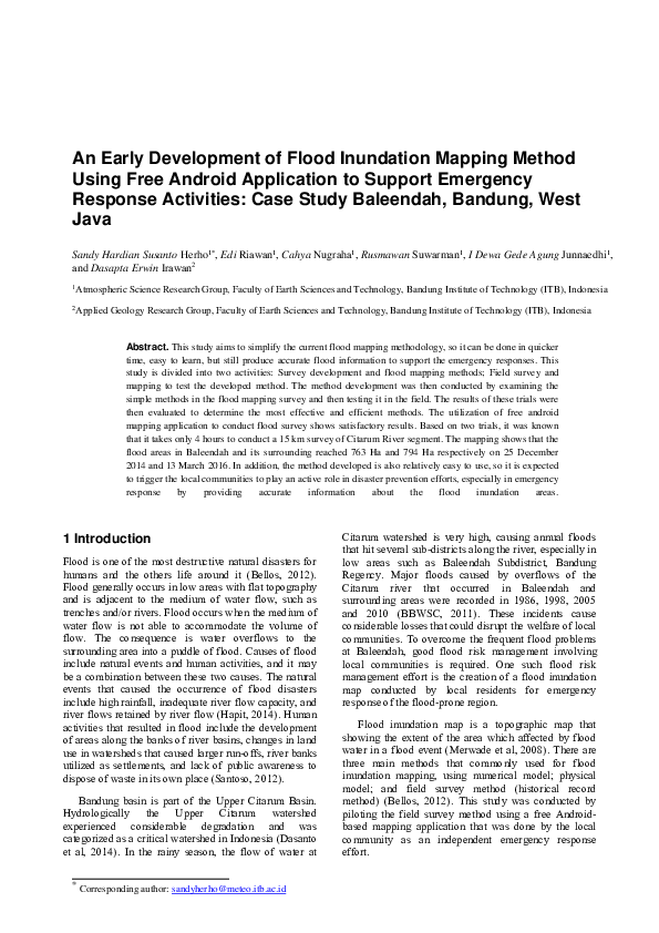 Pdf An Early Development Of Flood Inundation Mapping Method Using