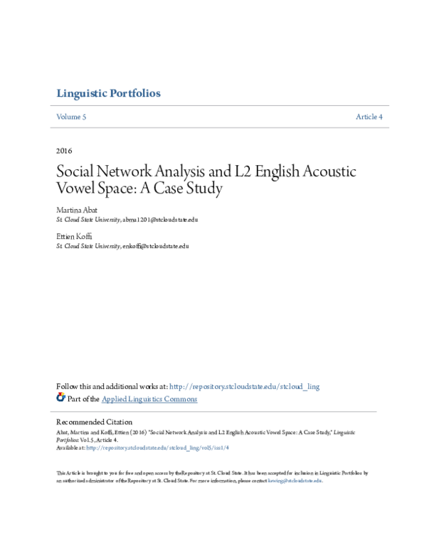 (PDF) Linguistic Portfolios Social Network Analysis and L2 English ...