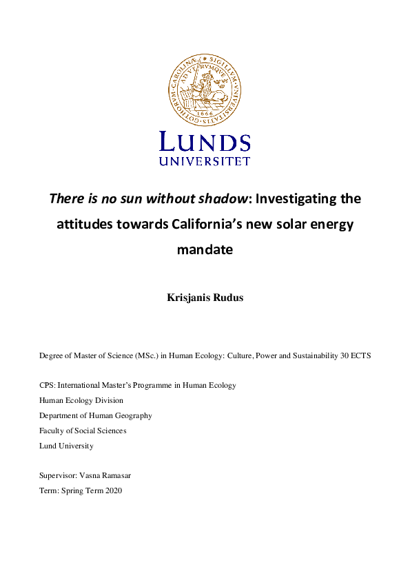 (PDF) There is no sun without shadow : investigating the attitudes ...