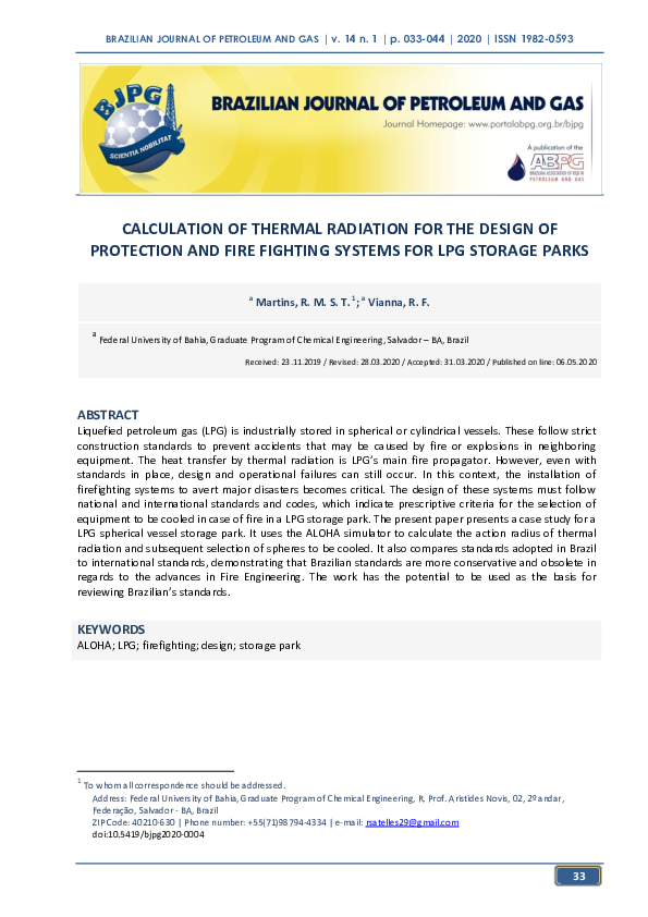 (PDF) Calculation of Thermal Radiation for the Design of Protection and ...