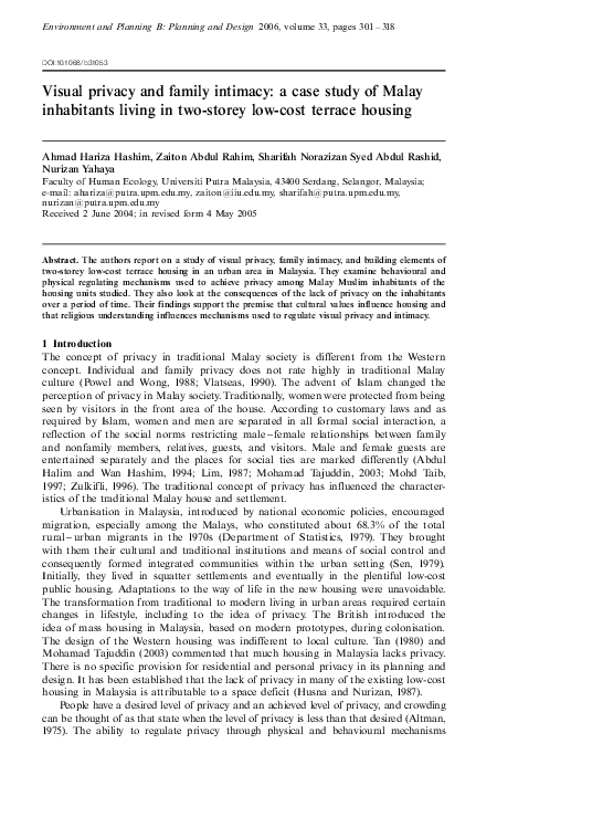 (PDF) Visual privacy and family intimacy: a case study of Malay ...