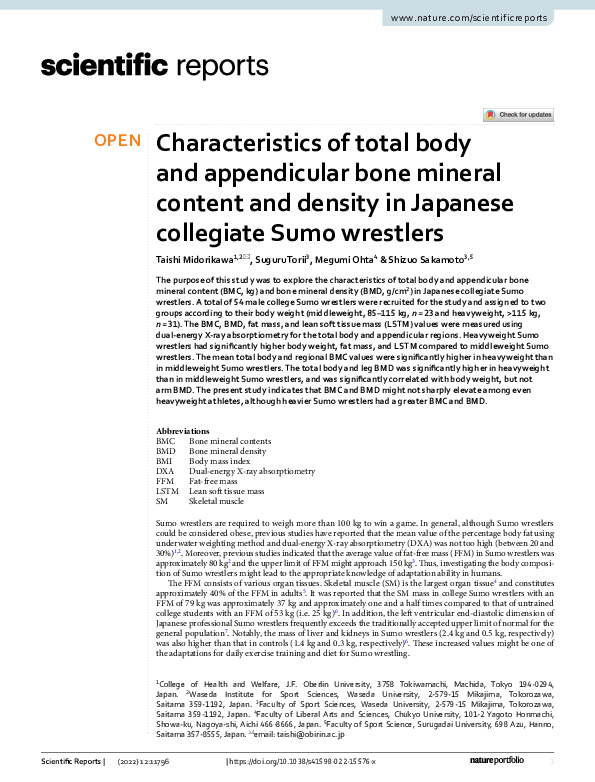 (PDF) Characteristics of total body and appendicular bone mineral ...