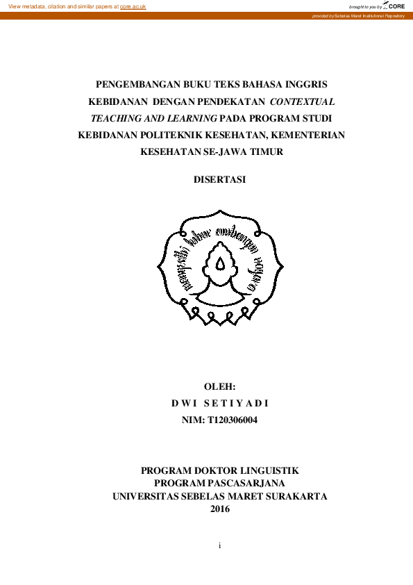 (PDF) Pengembangan Buku Teks Bahasa Inggris Kebidanan dengan Pendekatan CTL pada Program Studi ...