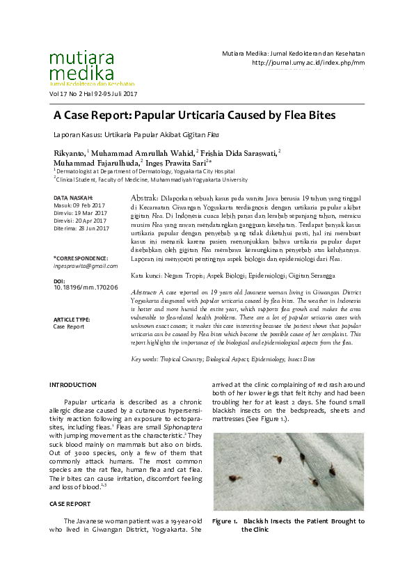 (PDF) A Case Report: Papular Urticaria Caused by Flea Bites