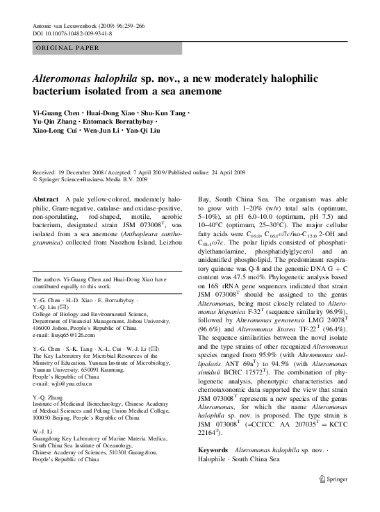 (PDF) Alteromonas halophila sp. nov., a new moderately halophilic ...