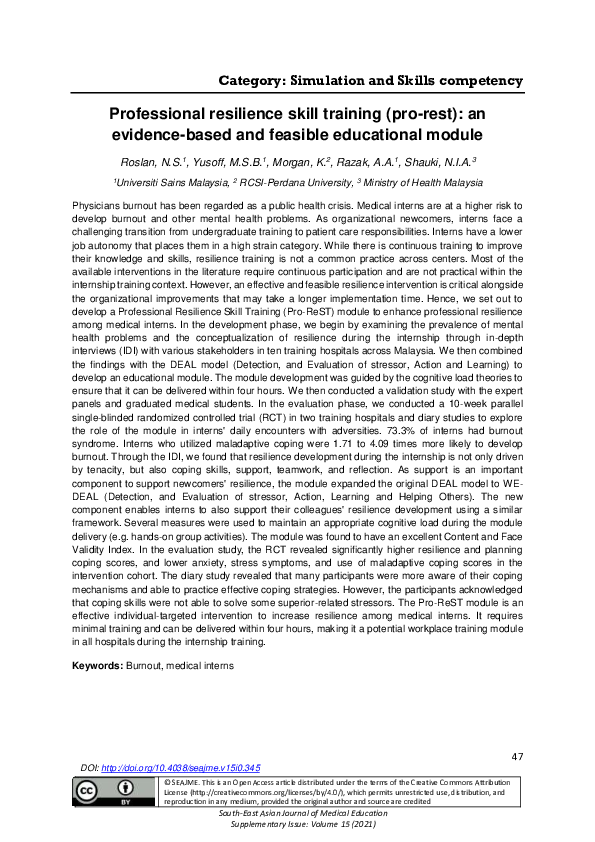 (PDF) Professional resilience skill training (pro-rest): an evidence ...