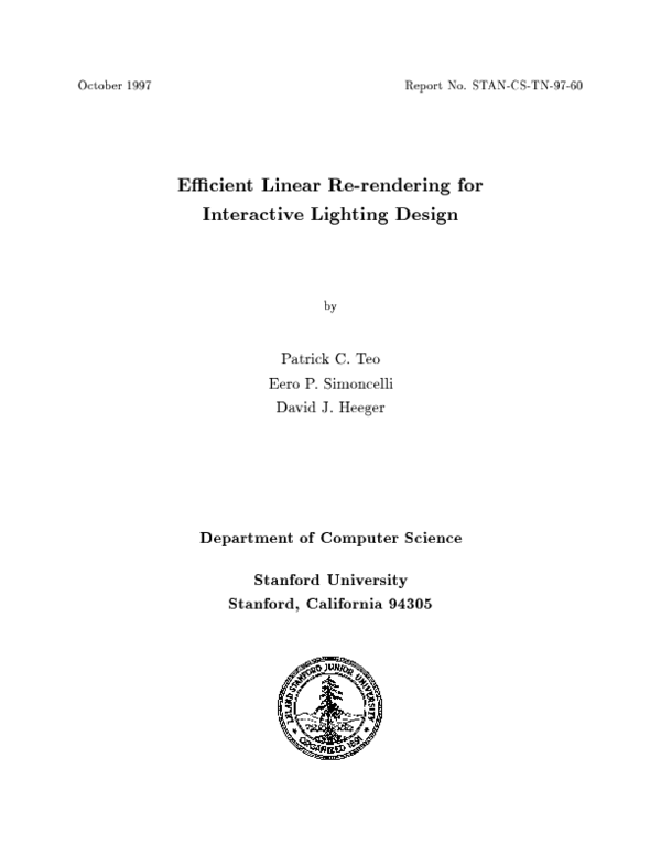 Pdf Efficient Linear Re Rendering For Interactive Lighting Design