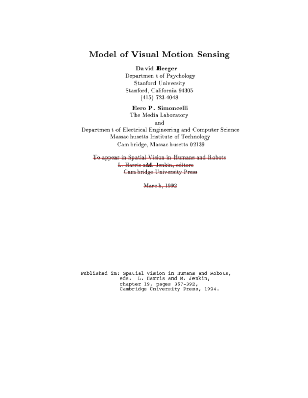 (PDF) Model of visual motion sensing