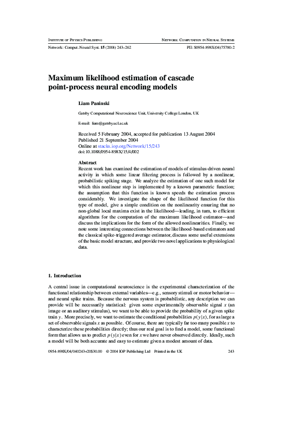 Pdf Maximum Likelihood Estimation Of Cascade Point Process Neural