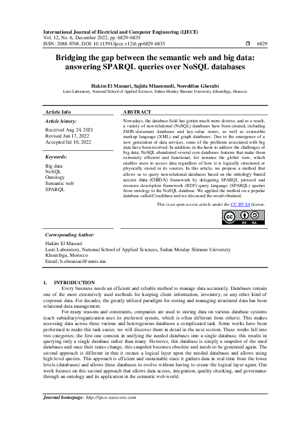 Pdf Sparql Queries Over Nosql Bridging Semantic Web And Big Data