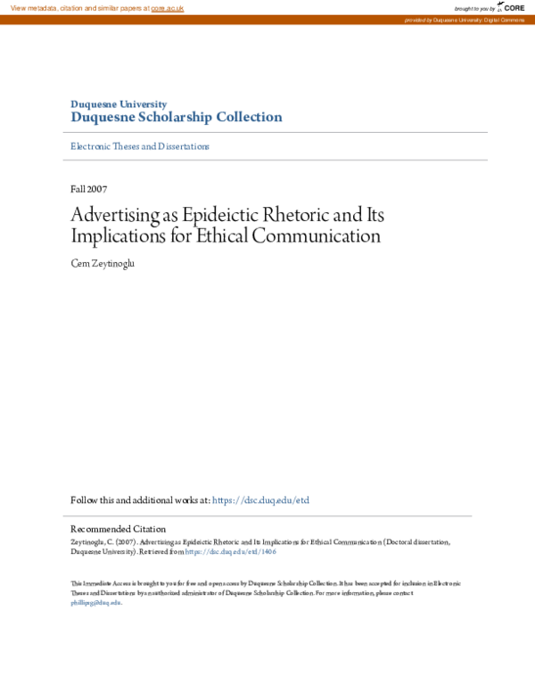 (PDF) Advertising as epideictic rhetoric and its implications for ...