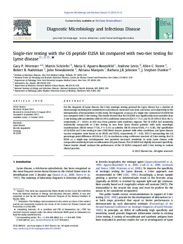 (PDF) Single-tier testing with the C6 peptide ELISA kit compared with ...