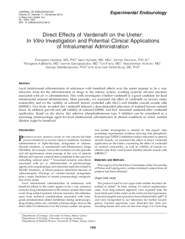 (PDF) Direct Effects of Vardenafil on the Ureter: In Vitro ...