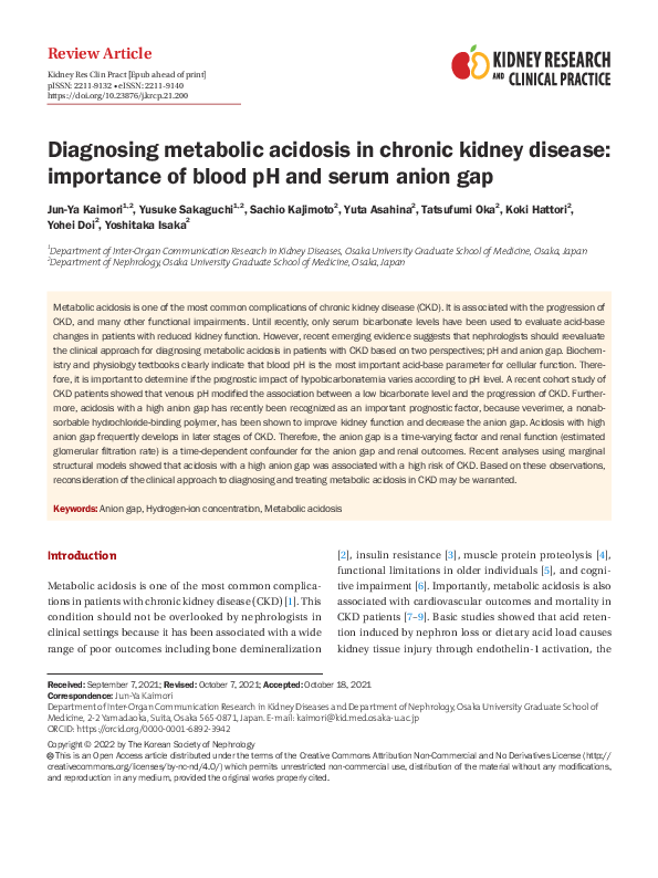 (PDF) Diagnosing metabolic acidosis in chronic kidney disease ...